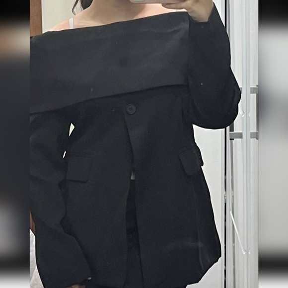 Jackets & Coats | Slash Neck Chic Blazers For Women Off Shoulder Long ...